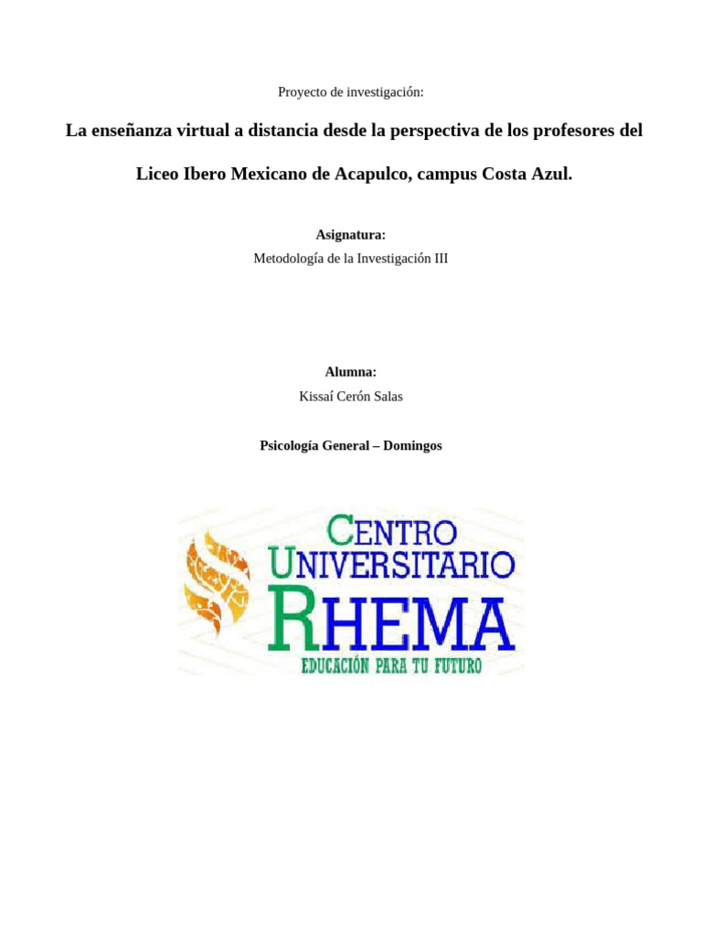 Proyecto de Investigación | PDF | Enseñando | Maestros