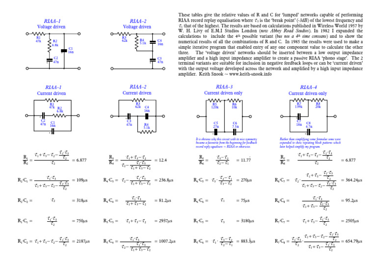 RIAA Equalization Circuit Values Guide | PDF | Amplifier | Electricity