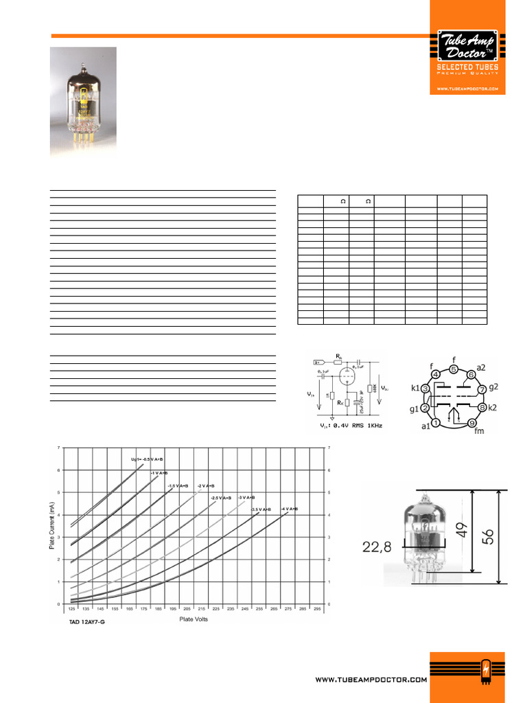 12AY7/6072A Tube Technical Data | PDF | Electricity | Electrical ...