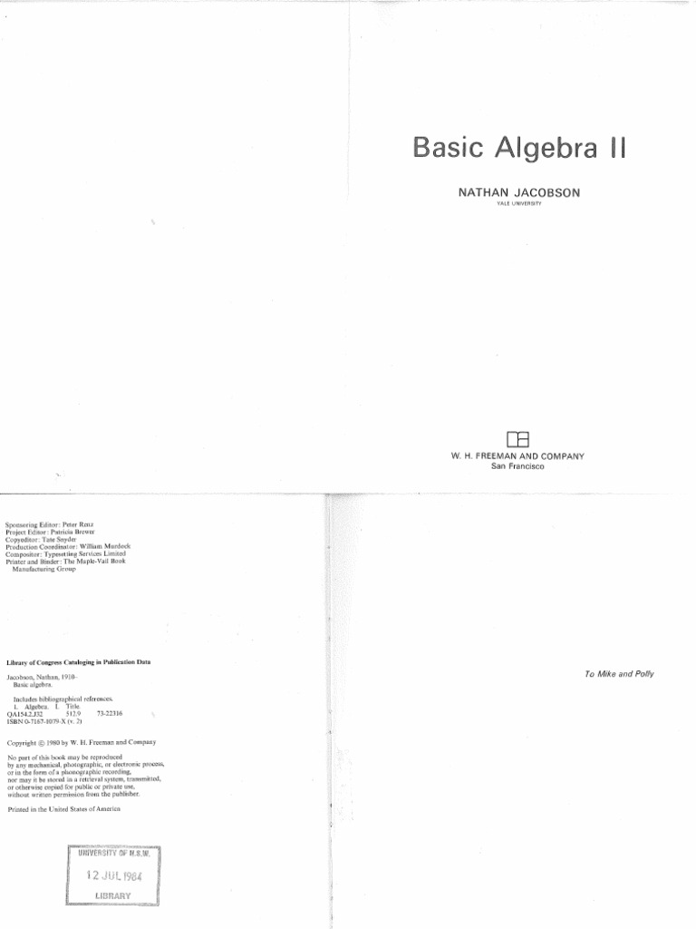 Jacobson - Basic Algebra II | PDF