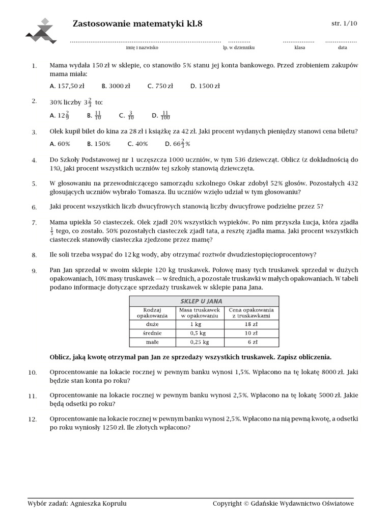 kl8 Zastosowanie Matematyki | PDF