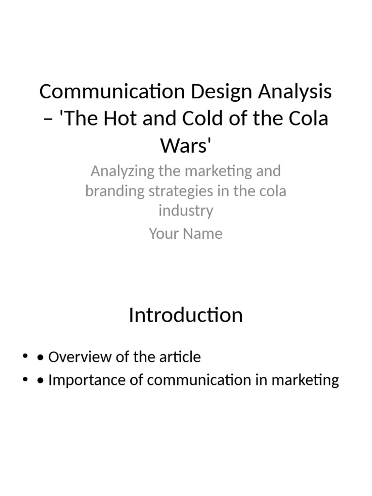 Cola Wars Communication Design | PDF