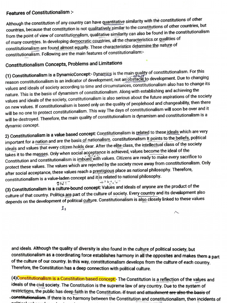 Features of Constitutionalism | PDF | Constitutional Law | Political ...