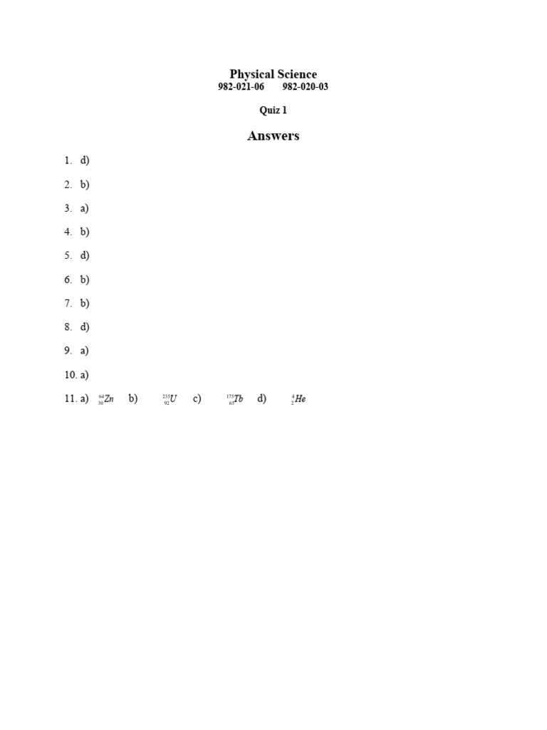 Quiz 1 Answers | PDF
