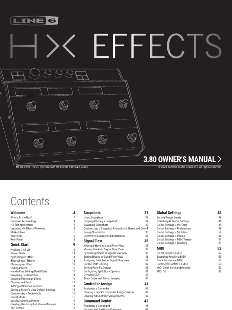 HX Effects 3.80 Owner's Manual - English | PDF | Amplifier | Electronics