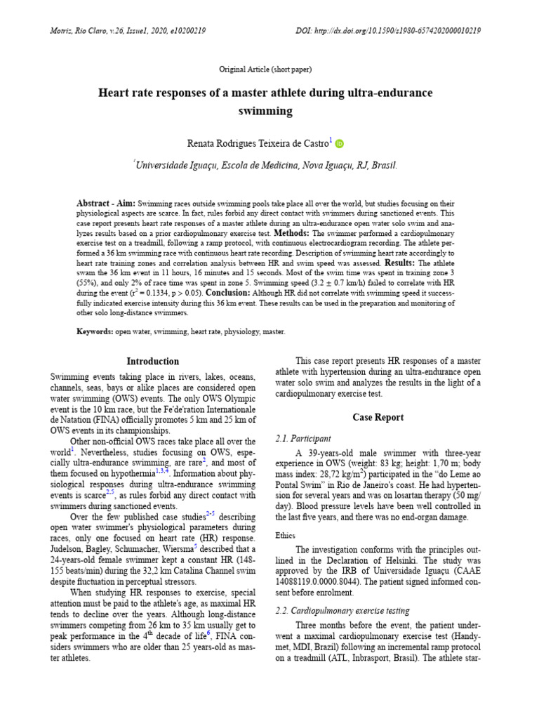 Heart Rate in Ultra-Endurance Swimming | PDF | Heart Rate | Swimming ...