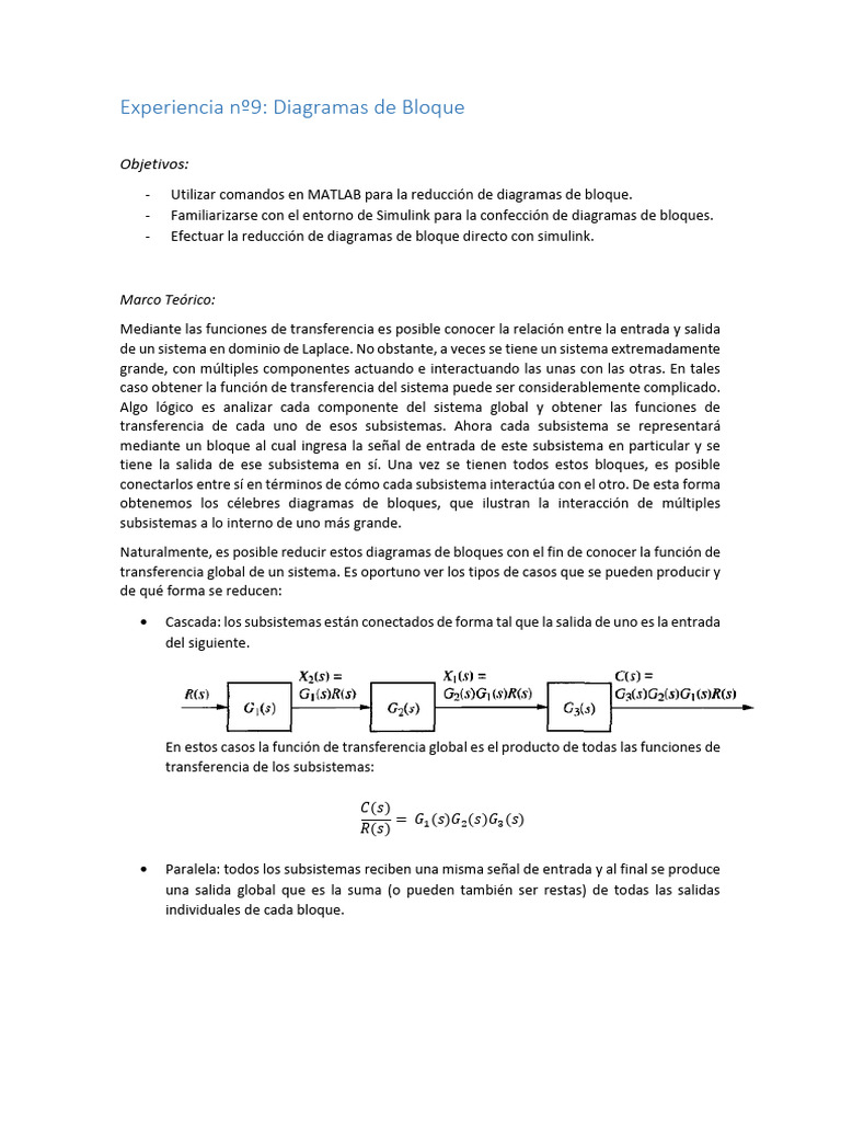 Reducción de Diagramas de Bloque en MATLAB | PDF | Realimentación | Matlab