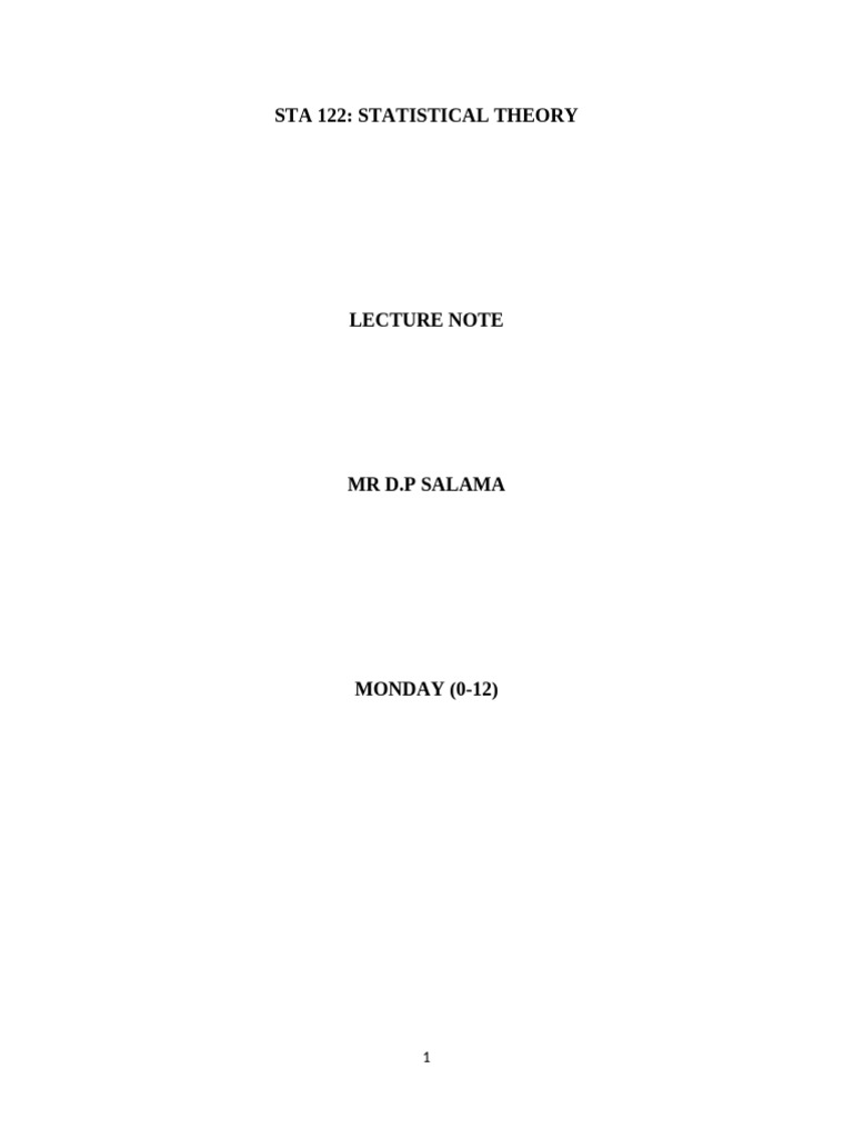 Sta Statistical Theory | PDF | Probability Distribution | Random Variable