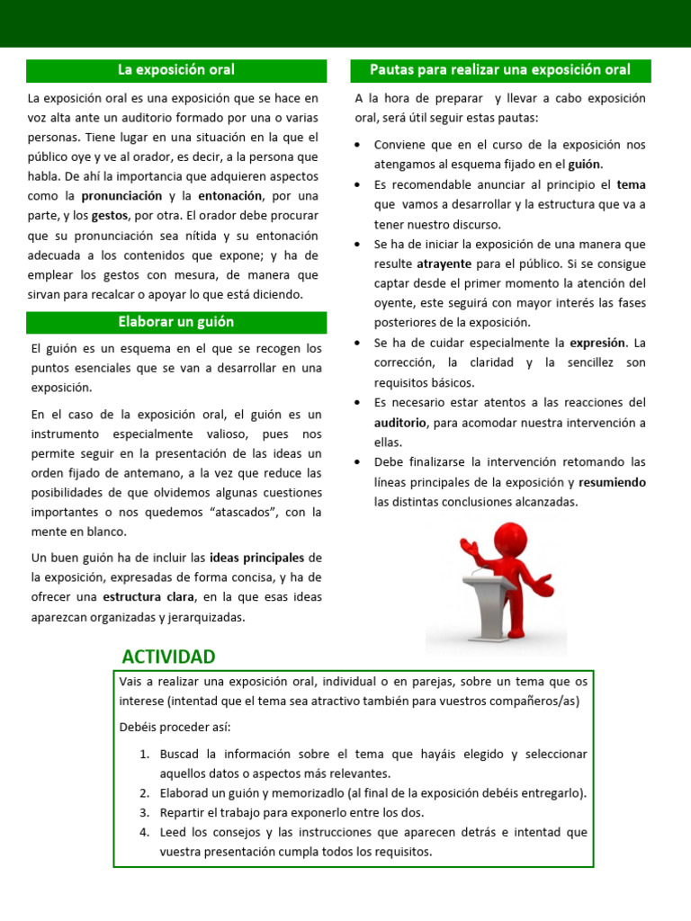 La exposición oral EXPLICACION-1 | PDF | Hablar en público