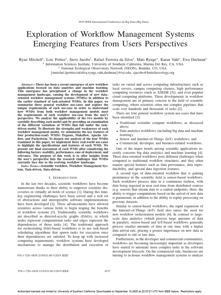 Exploration of Workflow Management Systems | PDF | Apache Hadoop ...