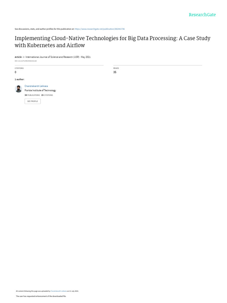Implementing Cloud Native Technologies For Big Data Processing Pdf Cloud Computing Scalability