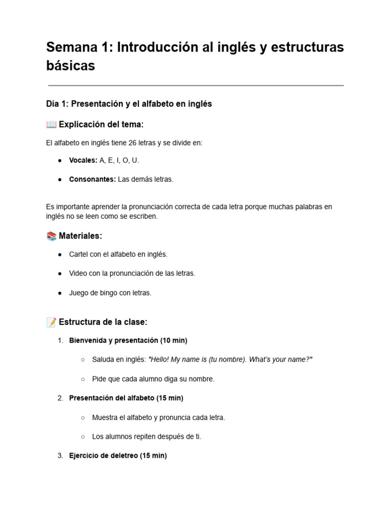 Clases de inglés: Estructuras básicas y vocabulario | PDF | Verbo ...