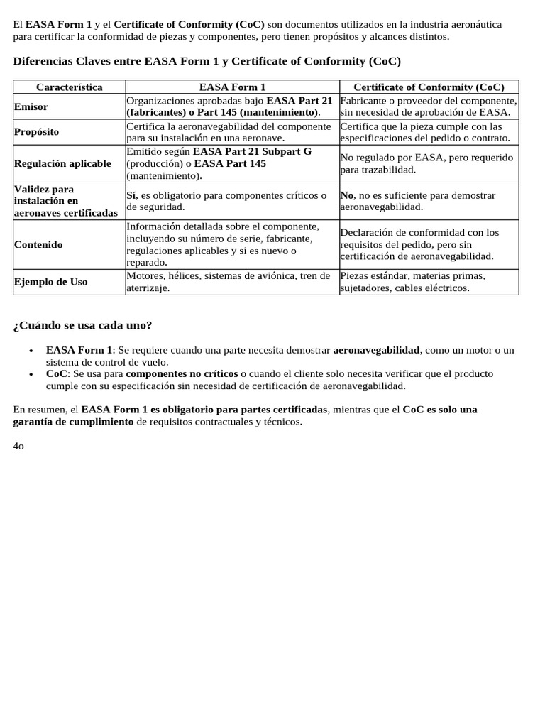 03 - Easa From 1 Vs COC | PDF | Aeronave | Aviación