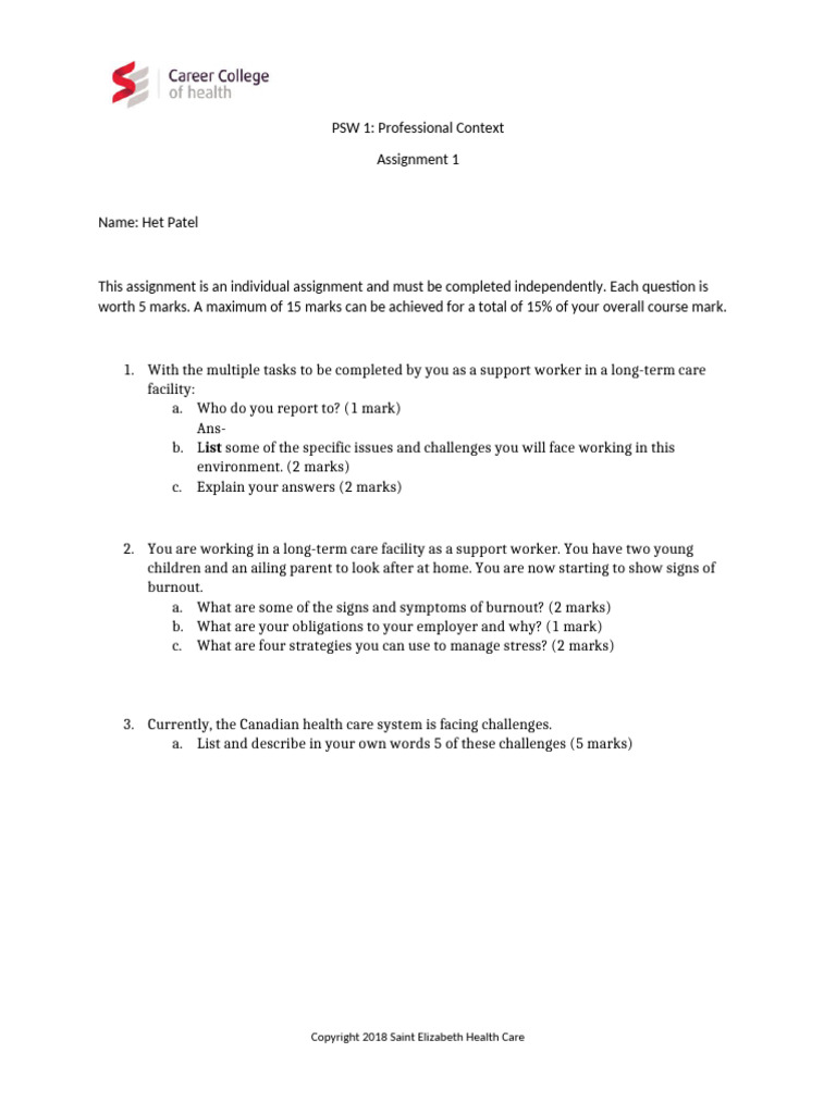 PSW 1 Assignment 1 | PDF
