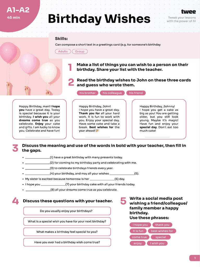 A1-A2 - Birthday Whises | PDF