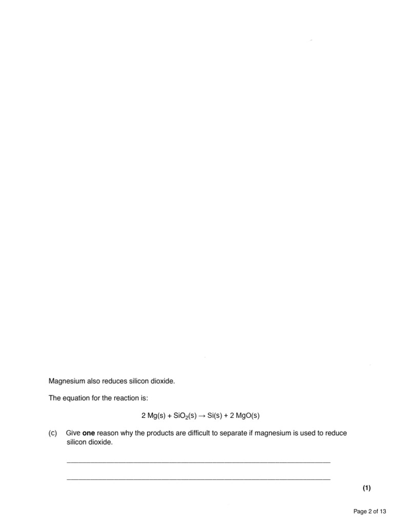Silicon Compounds and Reactions Explained | PDF | Chlorine | Magnesium
