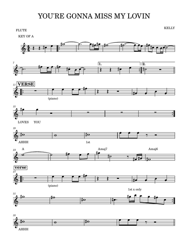 You're Gonna Miss My Lovin Kelly Flute | PDF