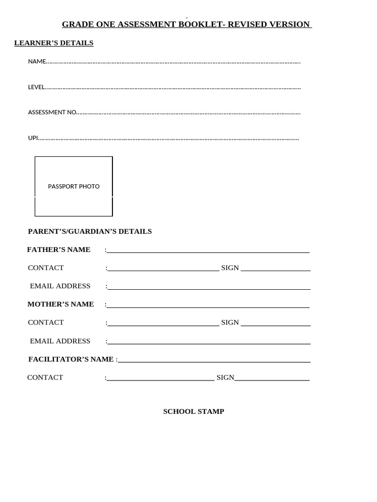 Grade 1 Assessment Report Book | PDF | The Arts