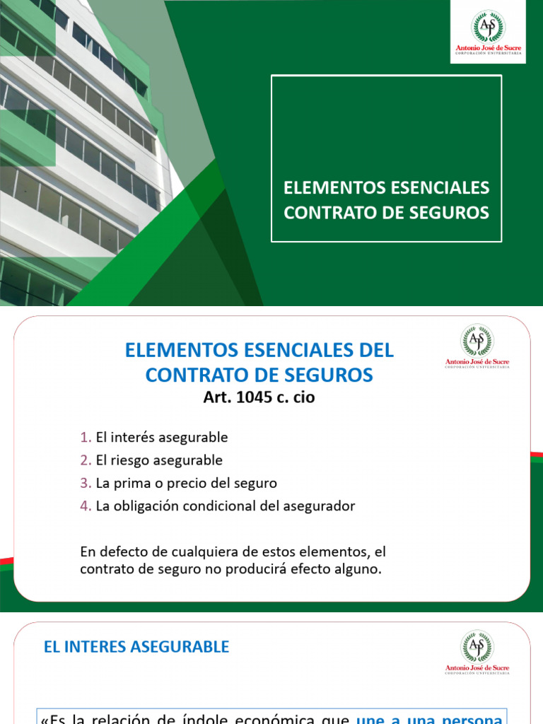 Elementos Clave del Contrato de Seguros | PDF | Póliza de seguros | Seguro