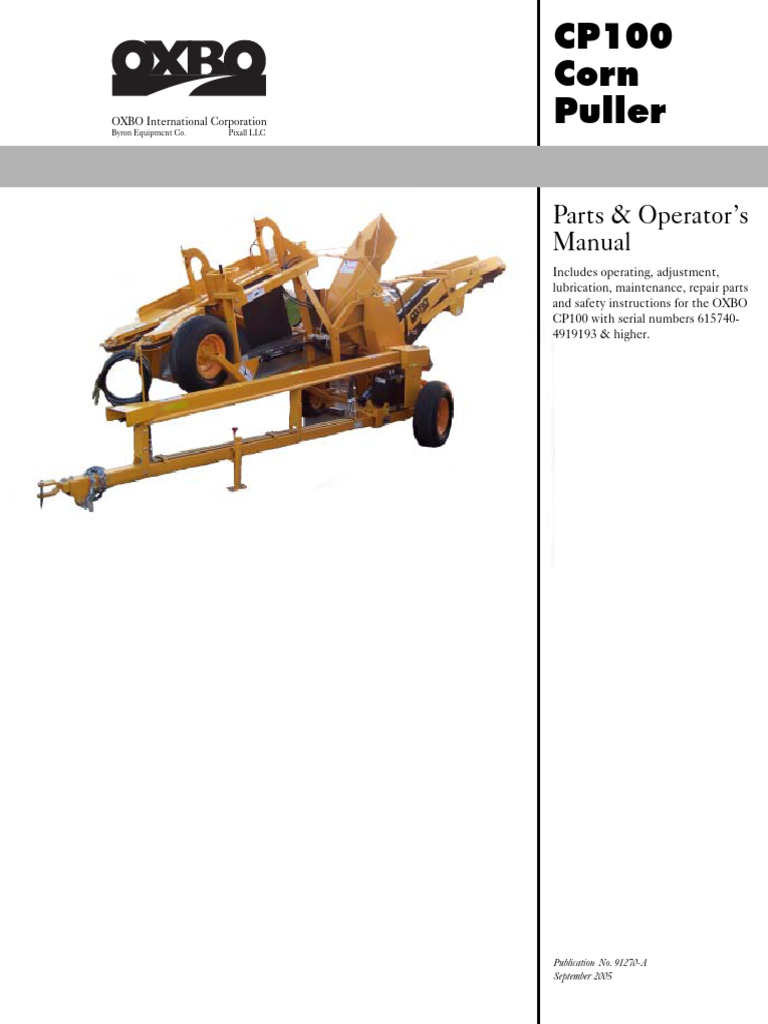 CP100 Parts Ops 1998-2005 | PDF | Belt (Mechanical) | Tractor