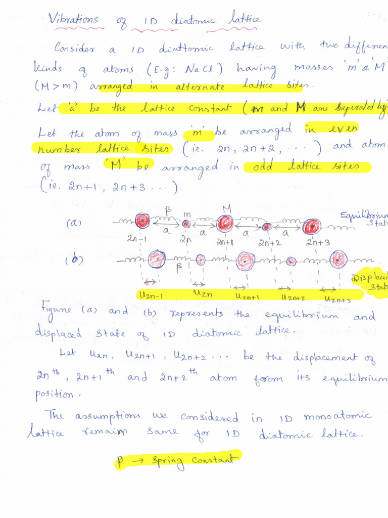 Vibrations of 1D Linear Diatomic Lattice | PDF