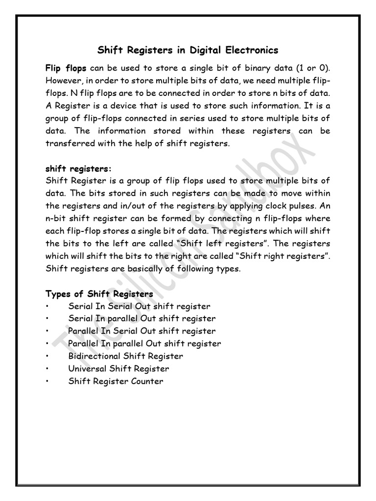 Shift Registers and Counters in Digital Electronics | PDF | Electronic Design | Computing