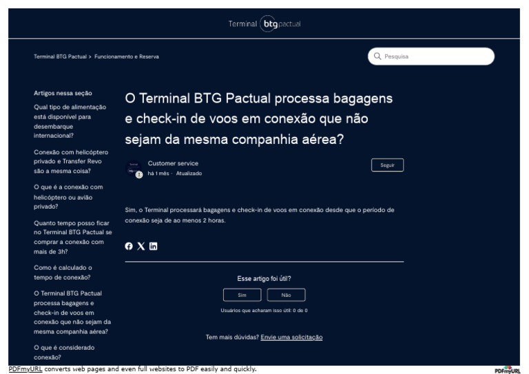 O Terminal BTG Pactual Processa Bagagens | PDF