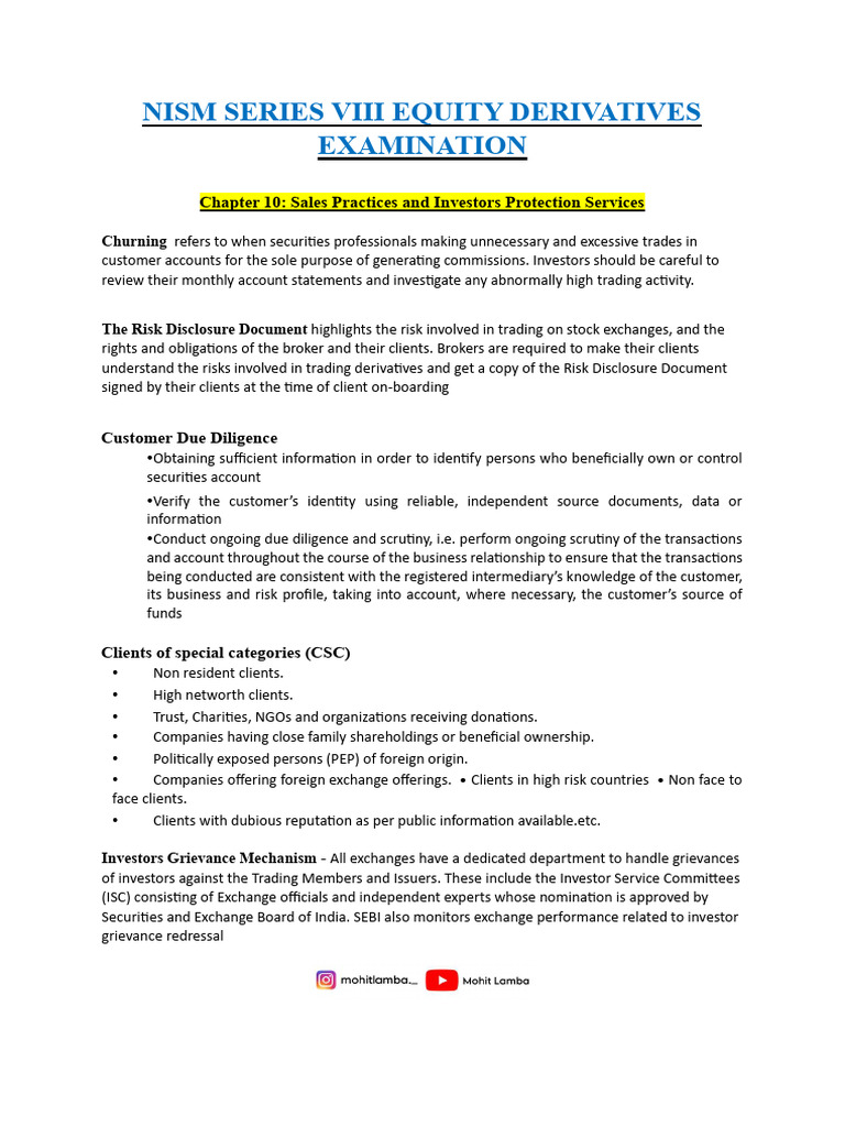 NISM Equity Derivatives Exam Guide | PDF | Arbitration | Securities ...