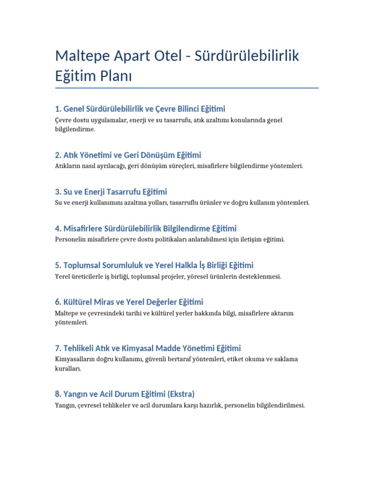 Surdurulebilirlik Egitim Plani | PDF