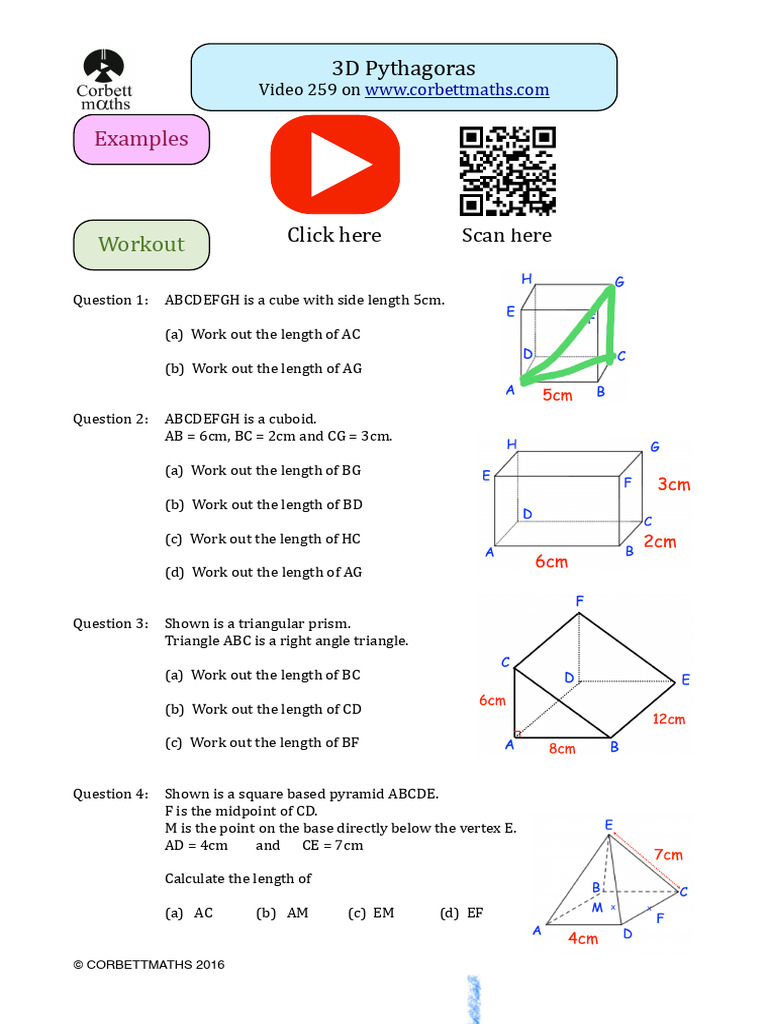 3D Pythagoras Questions and Solutions | PDF | Linear Programming ...