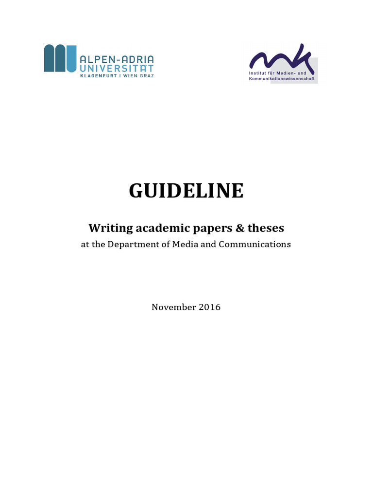 Guidelines For Master Theses | PDF | Thesis | Citation