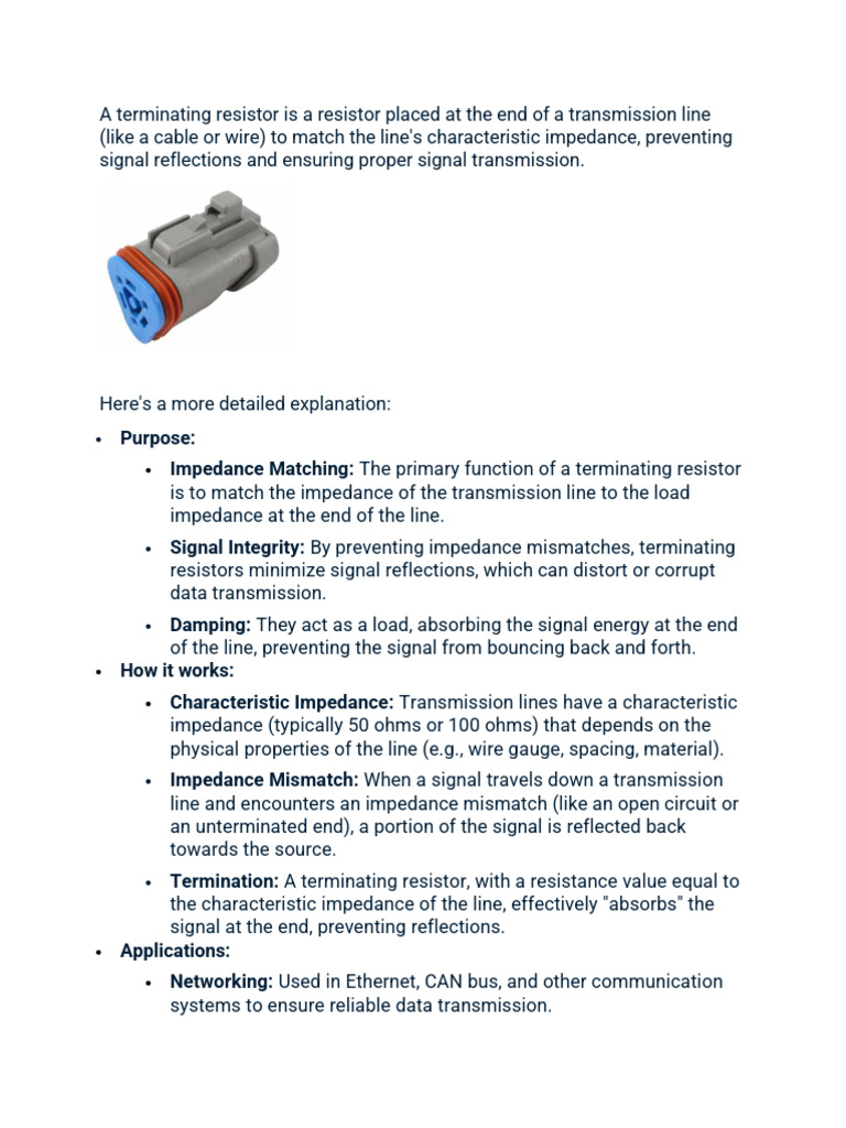 A Terminating Resistor and Can Bus | PDF | Resistor | Transmission Line