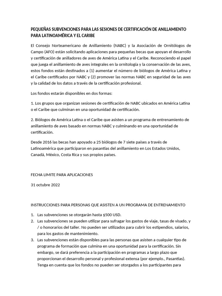 AFO LAC Application INDIVIDUAL Espanol 20220929 | PDF | America latina