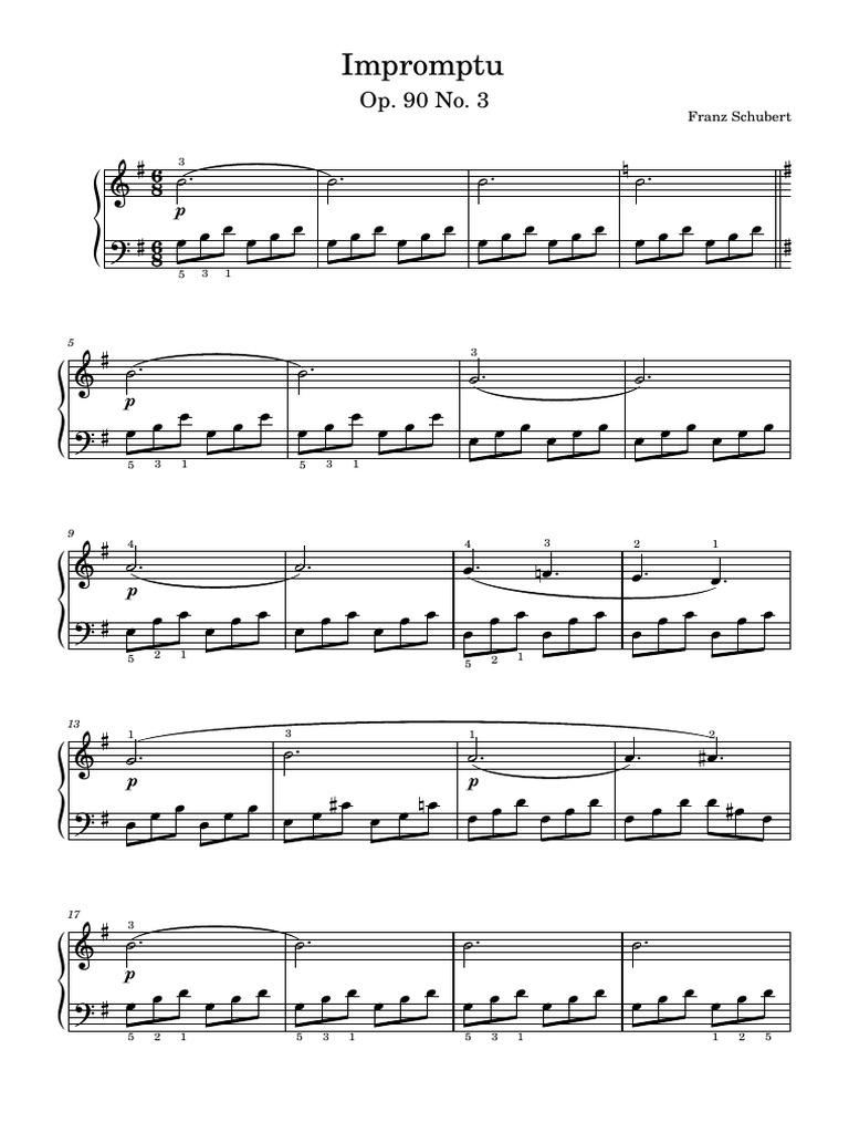 Impromptu Op. 90 No. 3 Franz Schubert | PDF | Compositions | Franz Schubert