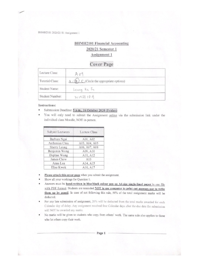 BHMH2101 202021 S1 Assignment 1 | PDF