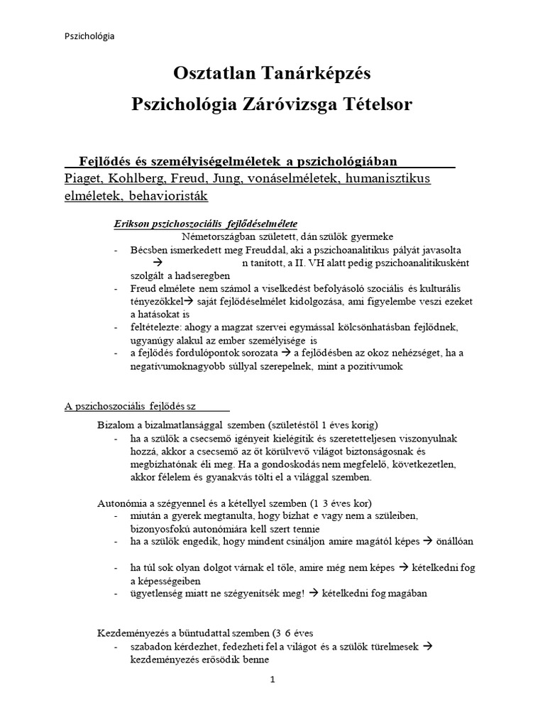 Pszicho Allamvizsga | PDF