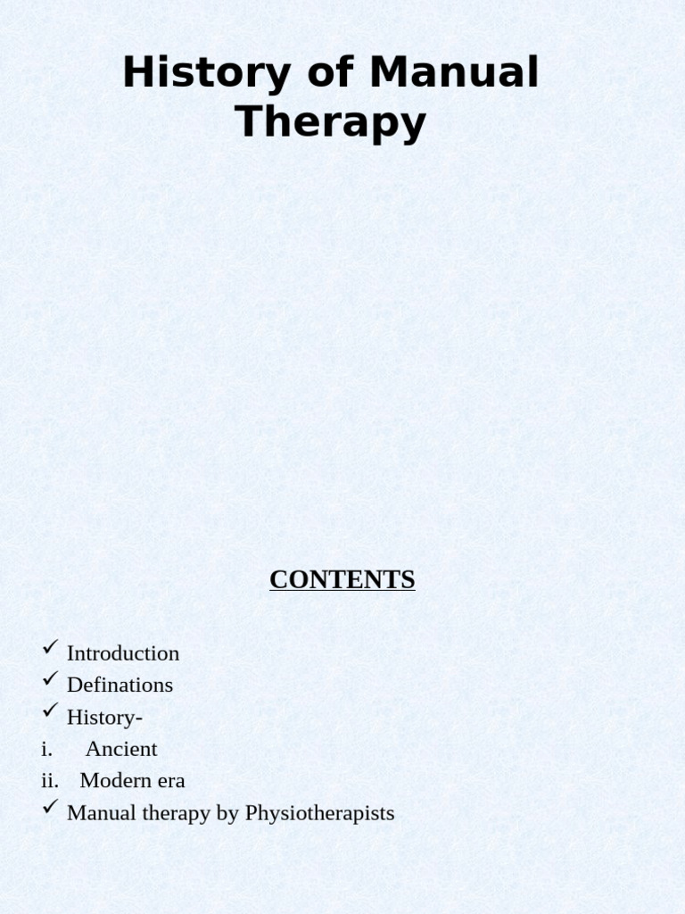 History of Manual Therapy | PDF | Manual Therapy | Physical Therapy