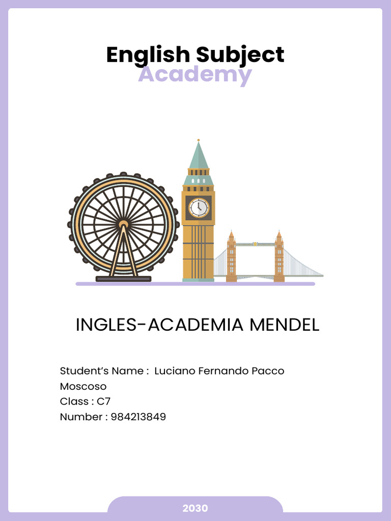 English Project Assessment Cover Page Document in White Purple Fun ...