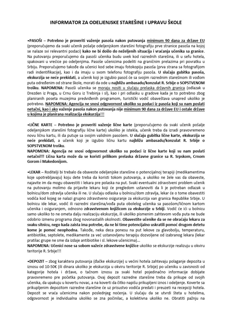 X - INFORMATOR ZA RAZREDNE STAREŠINE 2024 | PDF