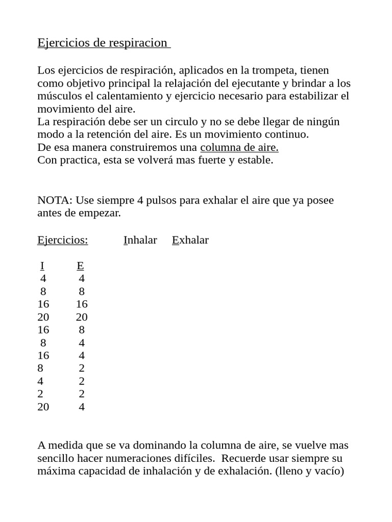 Ejercicios de Respiración | PDF