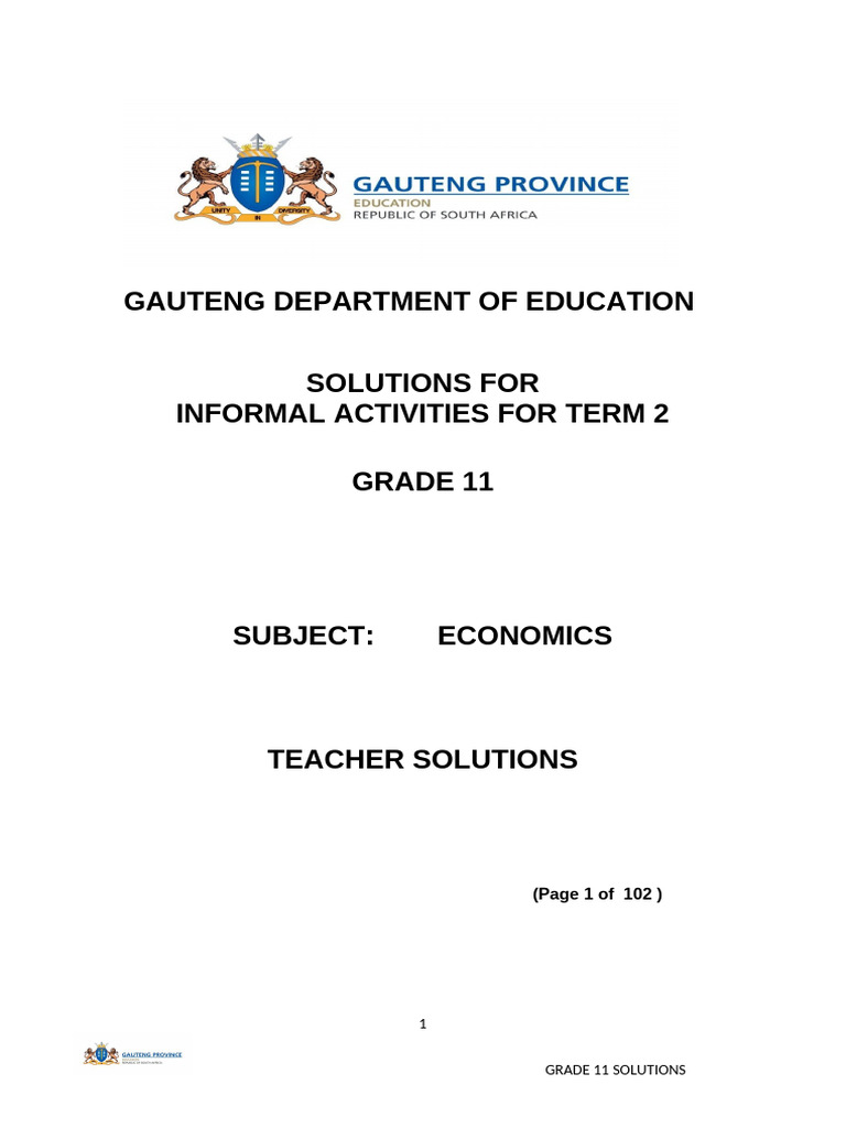 Gde Teacher Solutions Grade 11 Term 2 | PDF | Monopoly | Oligopoly