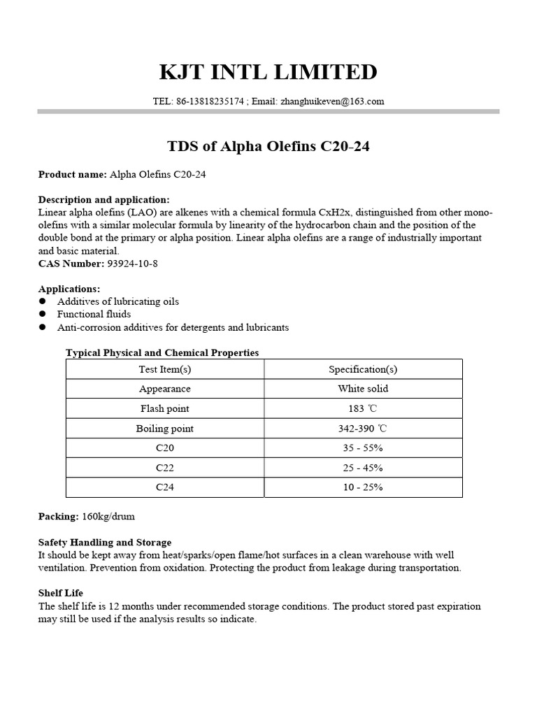 TDS of Alpha Olefins C20-24 (93924-10-8) | PDF