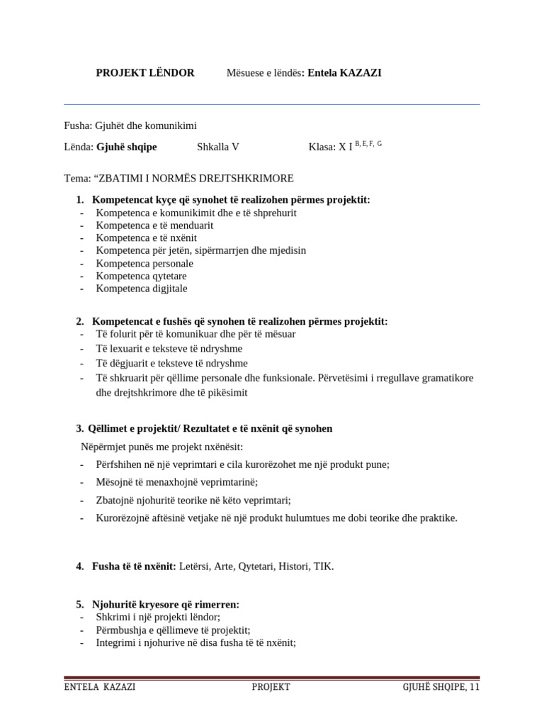 PROJEKT Letersi 11 | PDF