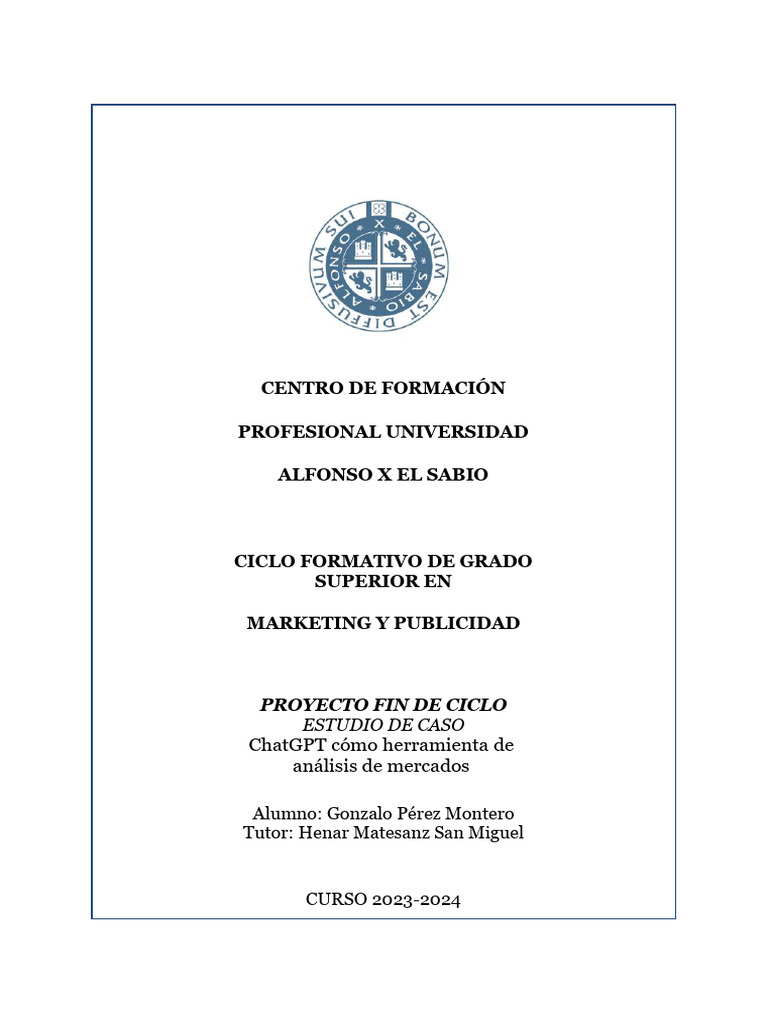 Proyecto Final TFC - Gonzalo Perez Montero | PDF | Inteligencia artificial | Inteligencia (IA) y ...
