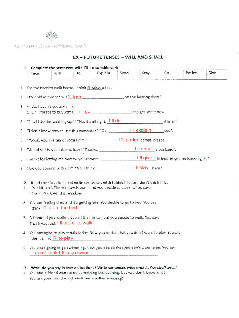 Task 27 Future Tenses - Will and Shall | PDF