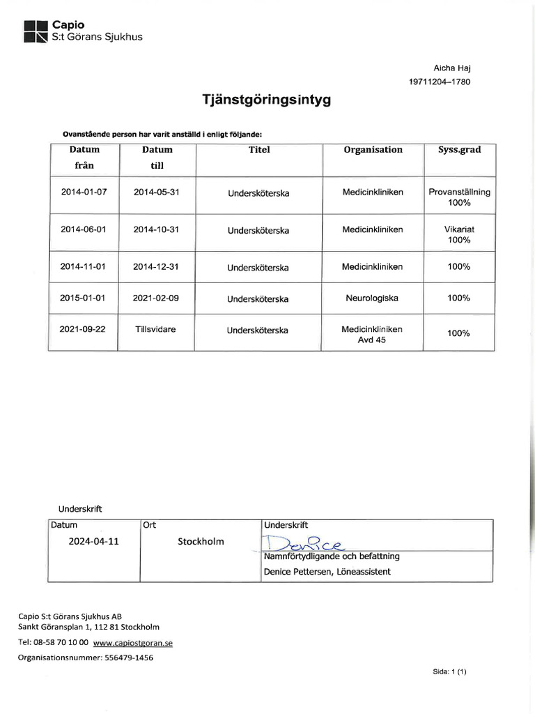 Aicha Tjänstgöringsintyg 240411 1 (1) | PDF