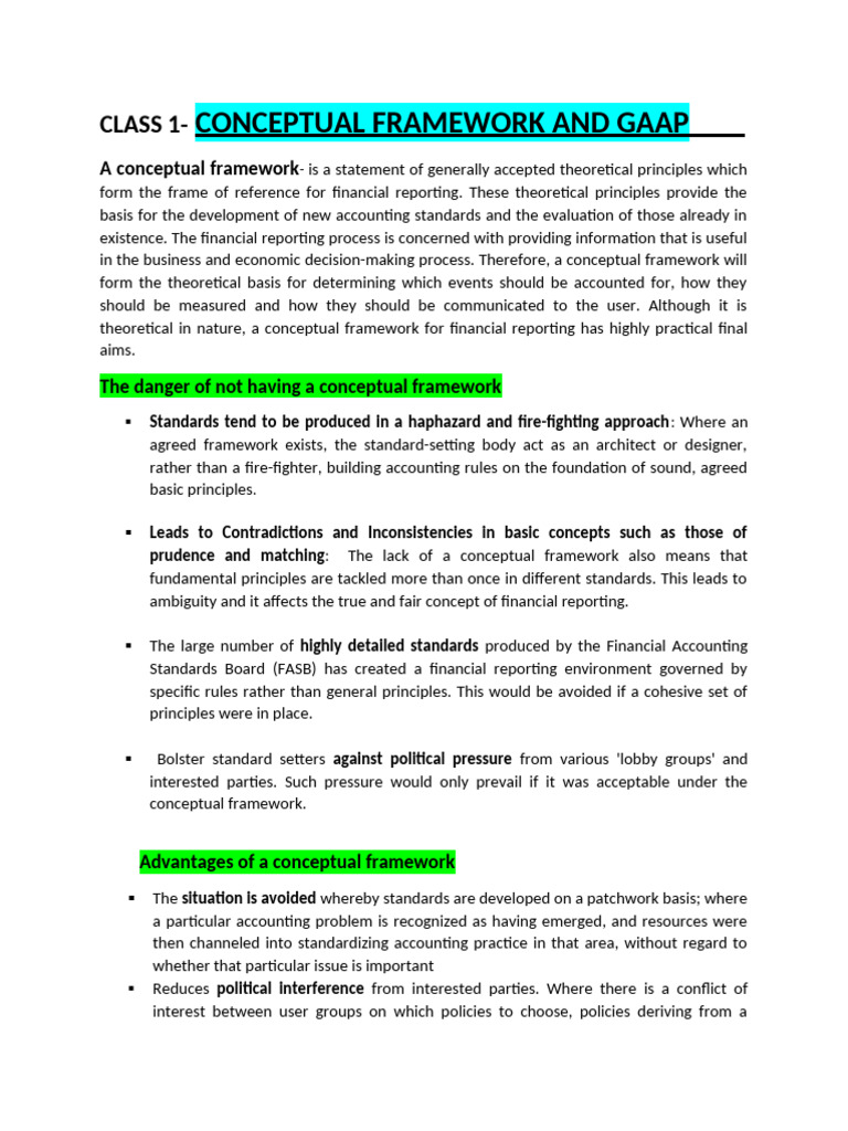 Class 1-Conceptual Framework and GAAP | PDF | International Financial ...