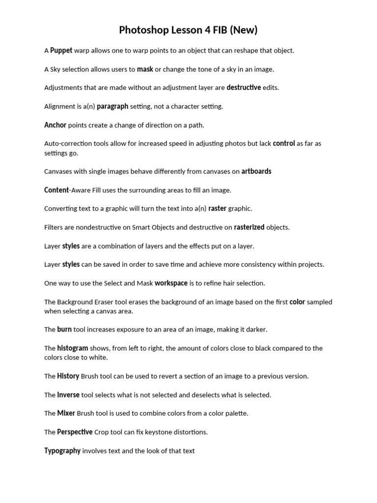 Photoshop Lesson 4 FIB (New) | PDF