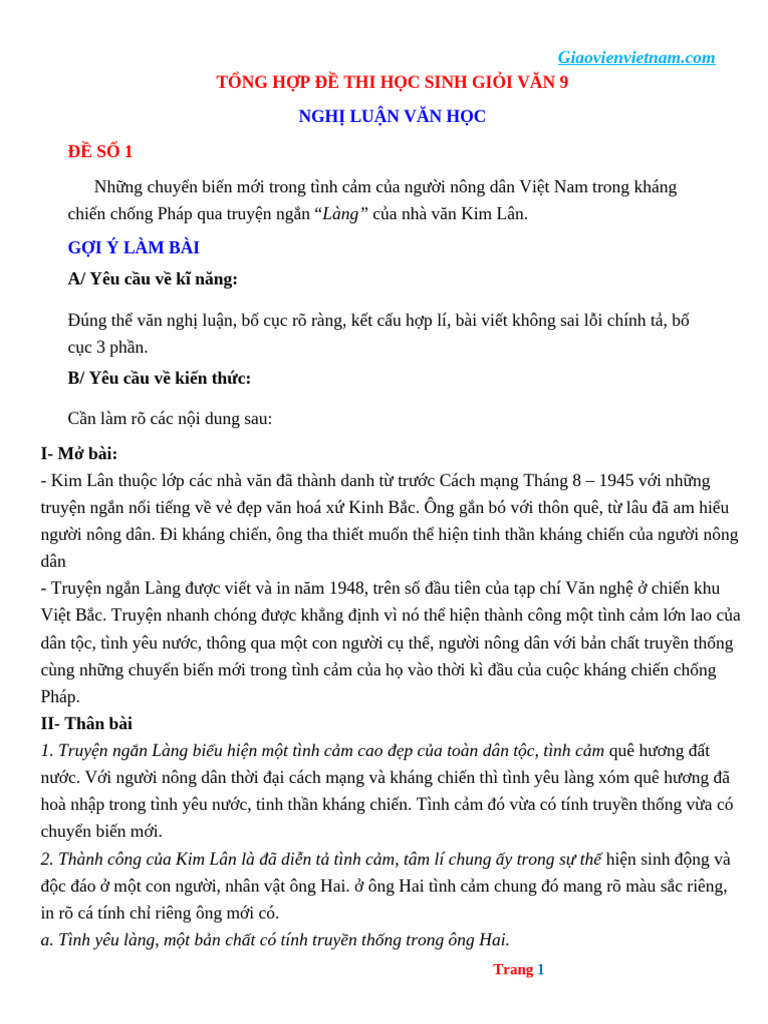 130 de Thi HSG Van 9 Phan Nghi Luan | PDF