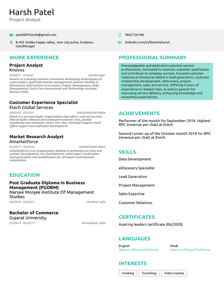 Harsh's Resume PDF | PDF | Business